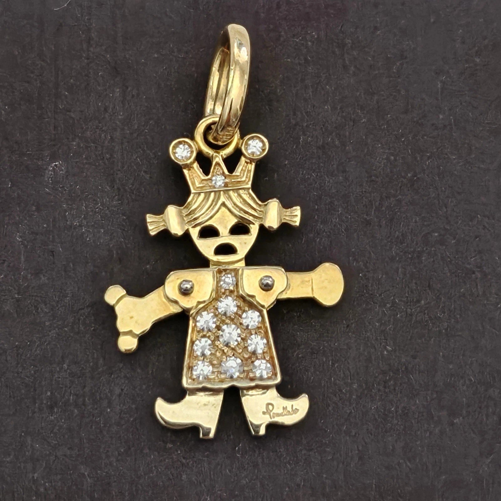 Pomellato Queen Diamond 18k Yellow Gold Charm Pendant Movable Arms ...
